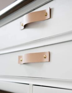 keyaiira - leather and brass drawer handle - minimal furniture knobs modern kitchen handle pulls for cabinets farm house scandinavian dresser hardware