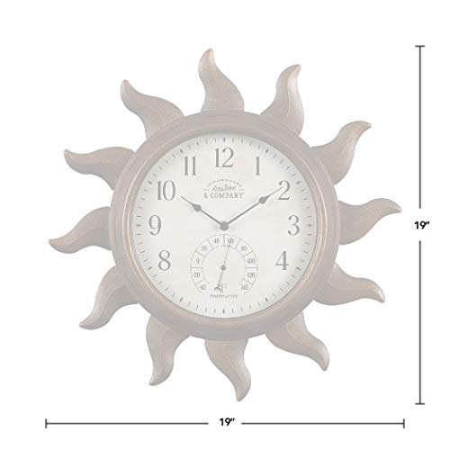 FirsTime & Co. Copper Sundeck Outdoor Wall Clock, Thermometer for Patio and Pool, Round, Metal, Rustic, 19 inches