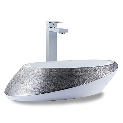 Fine Fixtures LUXURY VESSEL OVAL 20 X 15 BRUSHED SILVER