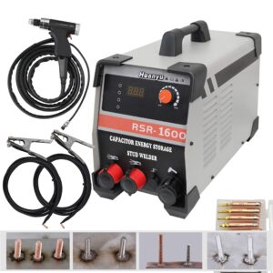 huanyu capacitor discharge stud welder m3-m6 stud bolt plate welder welding machine for welding bolt plate insulation nail screw low carbon steel/stainless steel/aluminum/brass rsr-1600 (220v 50hz)