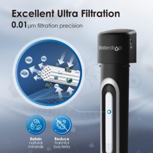 Waterdrop 17UB-UF Under Sink Water Filter System, 0.01 Micron Filtration, Reduces Chlorine, Lead, Bad Taste & Odor, 24K Gallons, with Dedicated Brushed Nickel Faucet, USA Tech