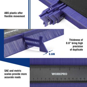 WORKPRO 10" and 6-Sided Angle Measuring Tool Combo Kit, Plastic Shape Contour Gauge Duplicator, Aluminum Alloy Multi Angle Measuring Ruler