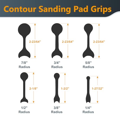 POWERTEC 71441 Flexible Contour Sanding Grips Set w/ 3 Flexible Foam Pads and 6 Profile Grips for Sanding Convex and Concave Profiles