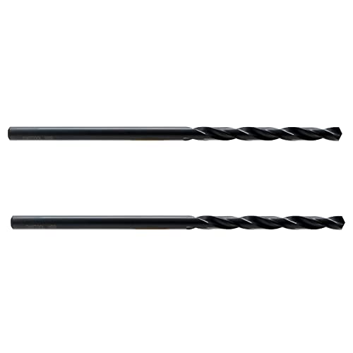 MAXTOOL 3/16"x6" 2pcs Identical Aircraft Extension Drills HSS M2 Extra Long Deep Twist Drill Bits Straight Shank Fully Ground Black; ACF02B06R12P2