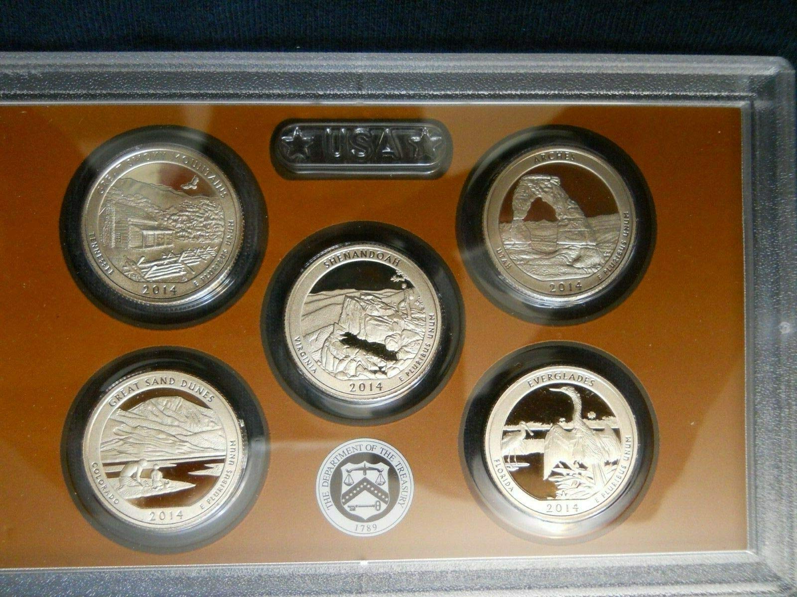 2014 S America the Beautiful Quarters National Parks Proof Set - 5 coins - Exceptional Coins - US Mint GEM Proof - No Box or COA -