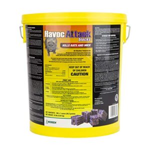 neogen 116393 rodenticide havoc attack blocks, 10lb bucket, purple