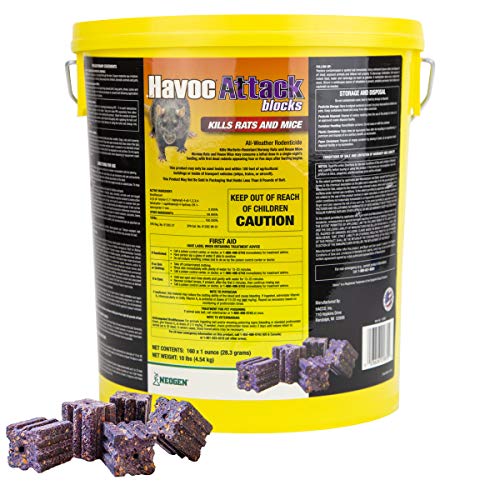 Neogen 116393 Rodenticide Havoc Attack Blocks, 10lb Bucket, Purple