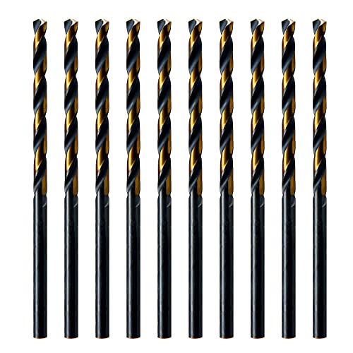 MAXTOOL 1/64" 10pcs Identical Jobber Length Drills HSS M2 Twist Drill Bits Fully Ground Black & Bronze Straight Shank Drills; JBF02H10R01P10