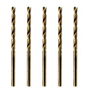 maxtool no.14 5pcs identical jobber length drills dia 0.182" hss m35 cobalt twist drill bits wire gauge numbered golden straight drills; jbn35g10r14p5