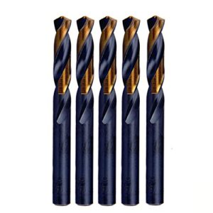 maxtool 17/64" 5pcs identical screw machine drills hss m2 twist stub drill bits black & bronze fully ground straight shank short drills; smf02h10r17p5