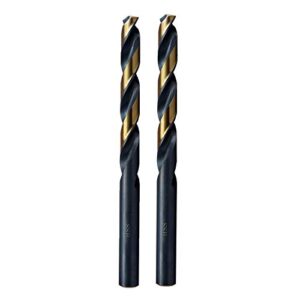 MAXTOOL Letter W 2pcs Identical Jobber Length Drills Dia 0.386" HSS M2 Twist Drill Bits Fully Ground Black-Bronze Straight Shank Drills; JBL02H10RWP2