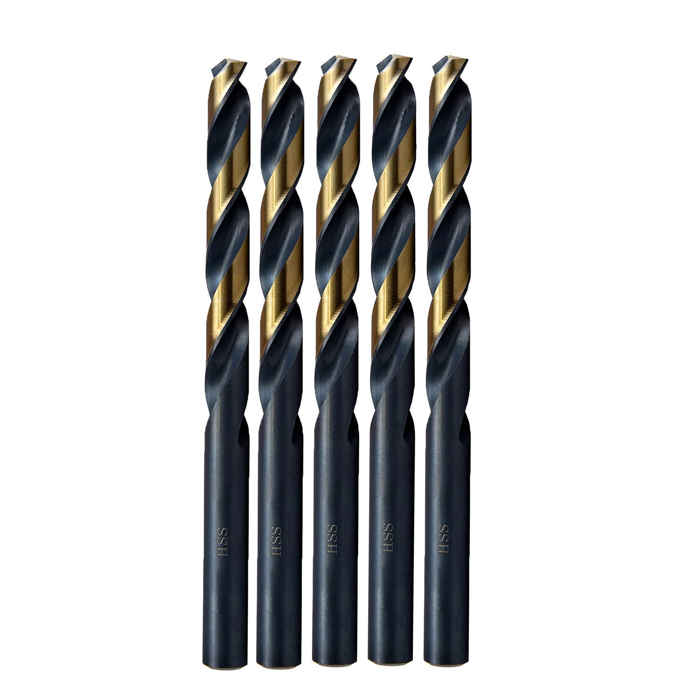 MAXTOOL 11/64" 5pcs Identical Jobber Length Drills HSS M2 Twist Drill Bits Fully Ground Black & Bronze Straight Shank Drills; JBF02H10R11P5