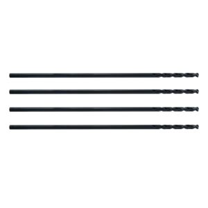 maxtool 3/32"x12" 4pcs identical aircraft extension drills hss m2 extra long deep twist drill bits straight shank fully ground black; acf02b12r06p4