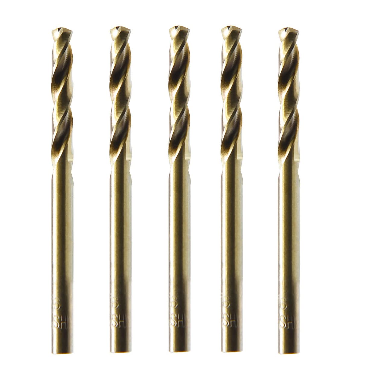 MAXTOOL 7/64" 5pcs Identical Screw Machine Drills HSS M42 Cobalt Twist Stub Drill Bits Fully Ground Golden Straight Shank Short Drills; SMF42G10R07P5