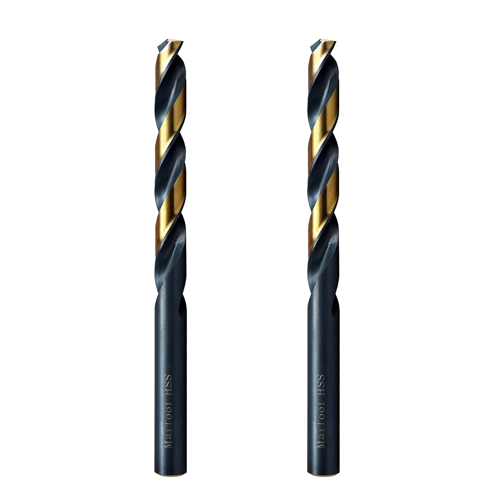 MAXTOOL Letter Y 2pcs Identical Jobber Length Drills Dia 0.404" HSS M2 Twist Drill Bits Fully Ground Black-Bronze Straight Shank Drills; JBL02H10RYP2