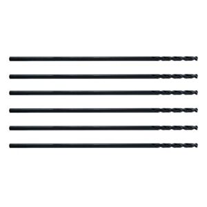 maxtool 1/8"x12" 6pcs identical aircraft extension drills hss m2 extra long deep twist drill bits straight shank fully ground black; acf02b12r08p6