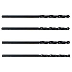 maxtool 3/32"x6" 4pcs identical aircraft extension drills hss m2 extra long deep twist drill bits straight shank fully ground black; acf02b06r06p4