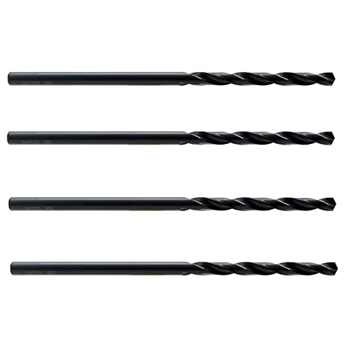 MAXTOOL 3/32"x6" 4pcs Identical Aircraft Extension Drills HSS M2 Extra Long Deep Twist Drill Bits Straight Shank Fully Ground Black; ACF02B06R06P4