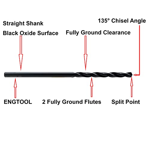 MAXTOOL 3/32"x6" 4pcs Identical Aircraft Extension Drills HSS M2 Extra Long Deep Twist Drill Bits Straight Shank Fully Ground Black; ACF02B06R06P4