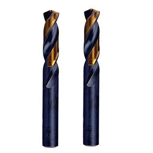 MAXTOOL 3/8" 2pcs Identical Screw Machine Drills HSS M2 Twist Stub Drill Bits Black & Bronze Fully Ground Straight Shank Short Drills; SMF02H10R24P2