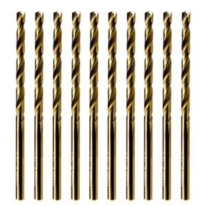 maxtool 1/16" 10pcs identical jobber length drills hss m42 twist drill bits 8% cobalt fully ground golden straight shank drills; jbf42g10r04p10