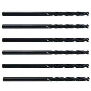 maxtool 7/32""x6" 6pcs identical aircraft extension drills hss m2 extra long deep twist drill bits straight shank fully ground black; acf02b06r14p6