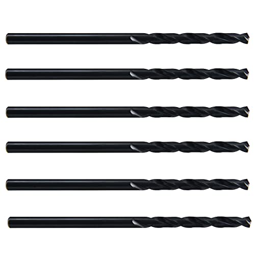 MAXTOOL 7/32""x6" 6pcs Identical Aircraft Extension Drills HSS M2 Extra Long Deep Twist Drill Bits Straight Shank Fully Ground Black; ACF02B06R14P6