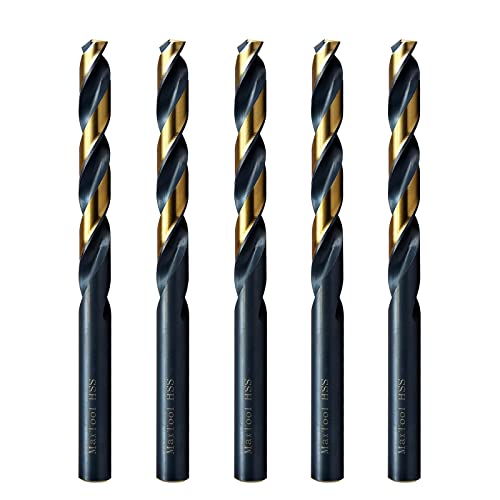 MAXTOOL No.9 5pcs Identical Jobber Length Drills Dia 0.196" HSS M2 Twist Drill Bits Wire Gauge Gage Numbered Straight Shank Drills; JBN02H10R09P5