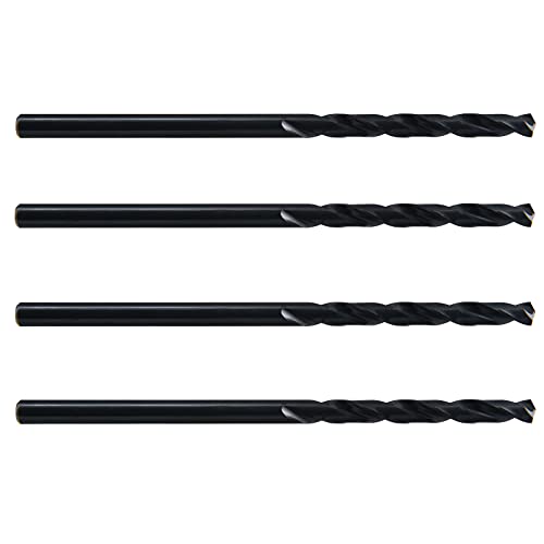 MAXTOOL 7/32"x6" 4pcs Identical Aircraft Extension Drills HSS M2 Extra Long Deep Twist Drill Bits Straight Shank Fully Ground Black; ACF02B06R14P4