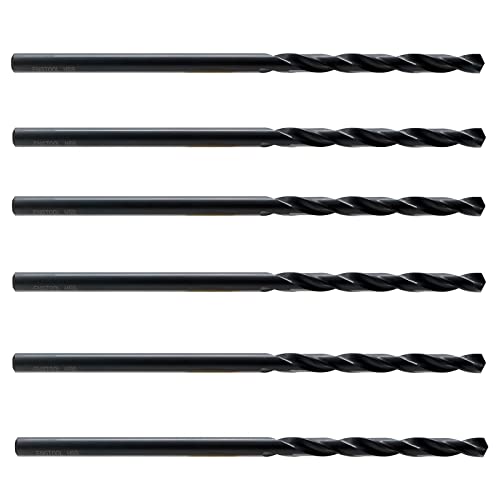 MAXTOOL 3/16"x6" 6pcs Identical Aircraft Extension Drills HSS M2 Extra Long Deep Twist Drill Bits Straight Shank Fully Ground Black; ACF02B06R12P6