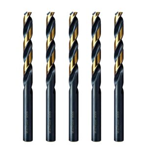 MAXTOOL 5/32" 5pcs Identical Jobber Length Drills HSS M2 Twist Drill Bits Fully Ground Black & Bronze Straight Shank Drills; JBF02H10R10P5