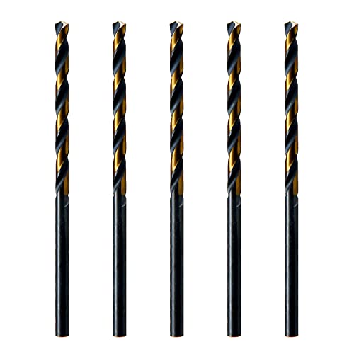 MAXTOOL 5/64" 5pcs Identical Jobber Length Drills HSS M2 Twist Drill Bits Fully Ground Black & Bronze Straight Shank Drills; JBF02H10R05P5