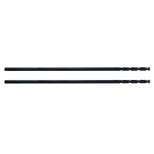 MAXTOOL 7/32"x12" 2pcs Identical Aircraft Extension Drills HSS M2 Extra Long Deep Twist Drill Bits Straight Shank Fully Ground Black; ACF02B12R14P2