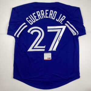 autographed/signed vladimir vlad guerrero jr. toronto blue baseball jersey psa/dna coa