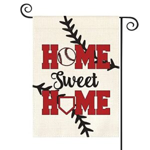 avoin baseball garden flag vertical double sided home sweet home, bat ball sport softball flag yard outdoor decoration 12 x 18 inch