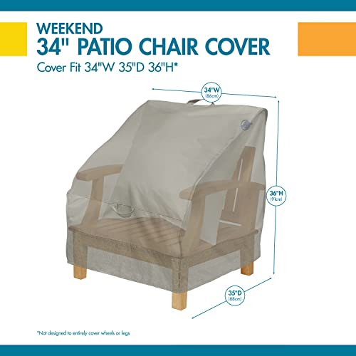 Duck Covers Classic Accessories Weekend Water-Resistant Patio Chair Cover with Integrated Duck Dome, 34 x 35 x 36 Inch, Moon Rock