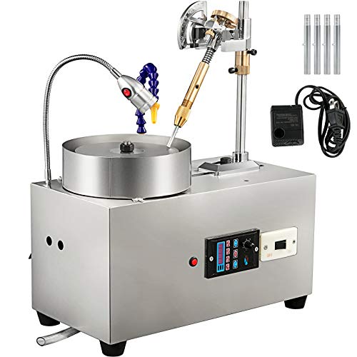 VEVOR Gem Faceting Machine 180W Jade Grinding Polishing Machine 3000RPM Rock Polisher Jewel Angle Polisher with Faceted Manipulator Led Light and Water Pump Flat Grinder for Jewelry Polisher(110V)