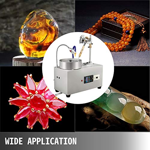 VEVOR Gem Faceting Machine 180W Jade Grinding Polishing Machine 3000RPM Rock Polisher Jewel Angle Polisher with Faceted Manipulator Led Light and Water Pump Flat Grinder for Jewelry Polisher(110V)