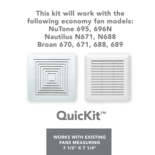 Broan-NuTone QK60S Bathroom Ventilation Grille Upgrade QuickKit, 2.5 Sones, 60 CFM Fan Motor, White