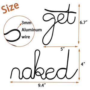 Bathroom Decor Wall Art Get Naked Sign Decor Funny Home Decor Metal Letters Art Wedding Bridal Gift(Black）