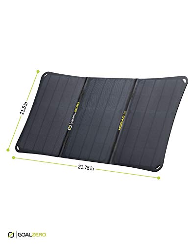 Goal Zero Nomad 20, Foldable Monocrystalline 20 Watt Solar Panel with 8mm + USB Port, Portable Solar Panel Charger. Lightweight 18-22V 20W Solar Panel Charger with Adjustable Kickstand