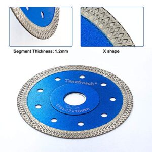 Tanzfrosch 4.5 inch Diamond Saw Blade 4.5" Cutting Disc Wheel for Cutting Porcelain Tiles Granite Marble Ceramics Works with Tile Saw and Angle Grinder (3 Pack, Blue)