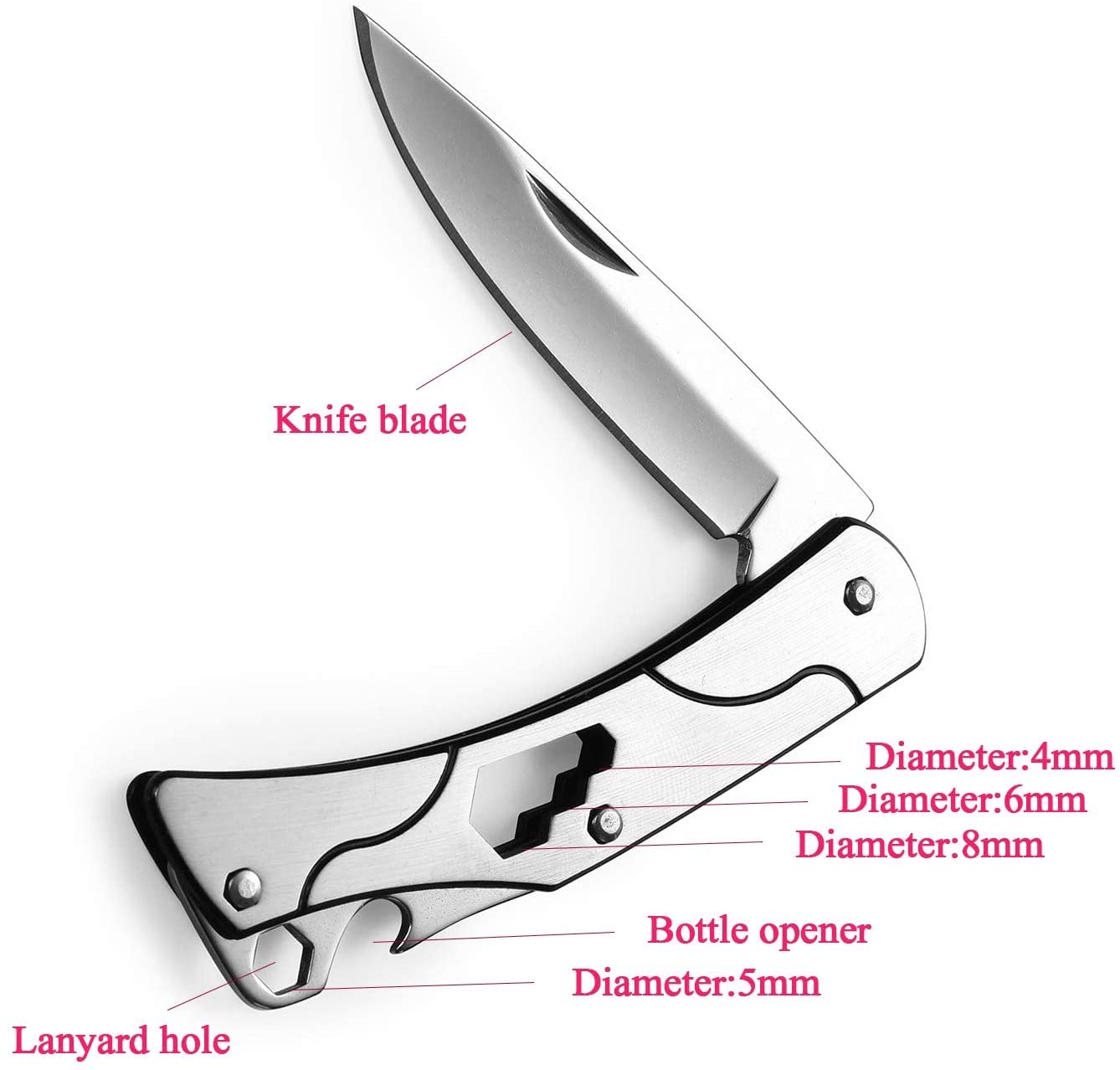 WWZJ Stainless Steel Self-Defense Folding Pocket Knife With Bottle Opener, Mini Knife(4 knives)