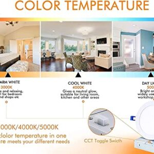 CLOUDY BAY 6 inch 3000K/ 4000K/ 5000K Three Color Temperature Selectable, Dimmable 15W CRI 90+, Ultra Thin LED Recessed Light with Junction Box, IC Rated, Air Tight, ETL/JA8, White, 12 Pack