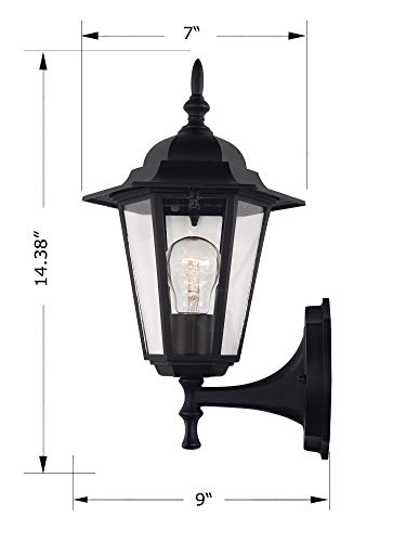 YaoKuem Outdoor Wall Lantern, Wall Sconce as Porch Lighting Fixture, E26 Base 60W Max, Metal Housing Plus Glass, Wet Location Rated, Bulbs not Included