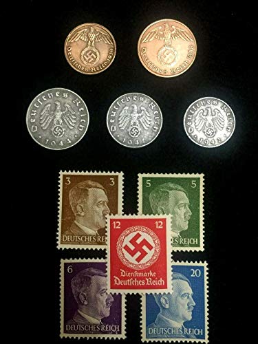 DE 1940 WW2 Authentic Rare German Coins and Unused Stamps World War 2 Artifacts Perfect Circulated Coins