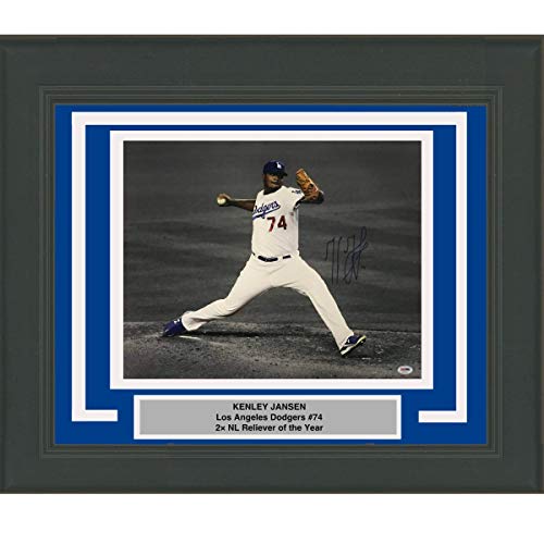 Framed Autographed/Signed Kenley Jansen Los Angeles LA Dodgers 16x20 Baseball Photo PSA/DNA COA