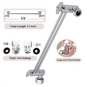 High Pressure Shower Head with 11 IN Adjustable Arm, 5-Settings Rain Shower Head, HarJue Luxury Rainfall Showerhead with Shower Arm-Make The Water Flow Down Vertically for A Better Experience(Chrome)