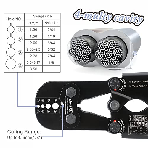 iCrimp Wire Rope Crimping Tool/Cutter for Aluminum Oval Sleeves,Stop Sleeves,Crimp Ferrules,Crimping Loop sleeve From 3/64-inch to 1/8-inch