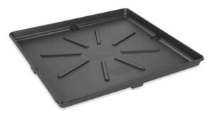 camco 20750, washing machine drain pan | features a durable plastic construction, 1-inch/1.5-inch pvc drain fitting, and measures 30-inches (l) x 32-inches (w) x 2 ½-inches (h) (od)